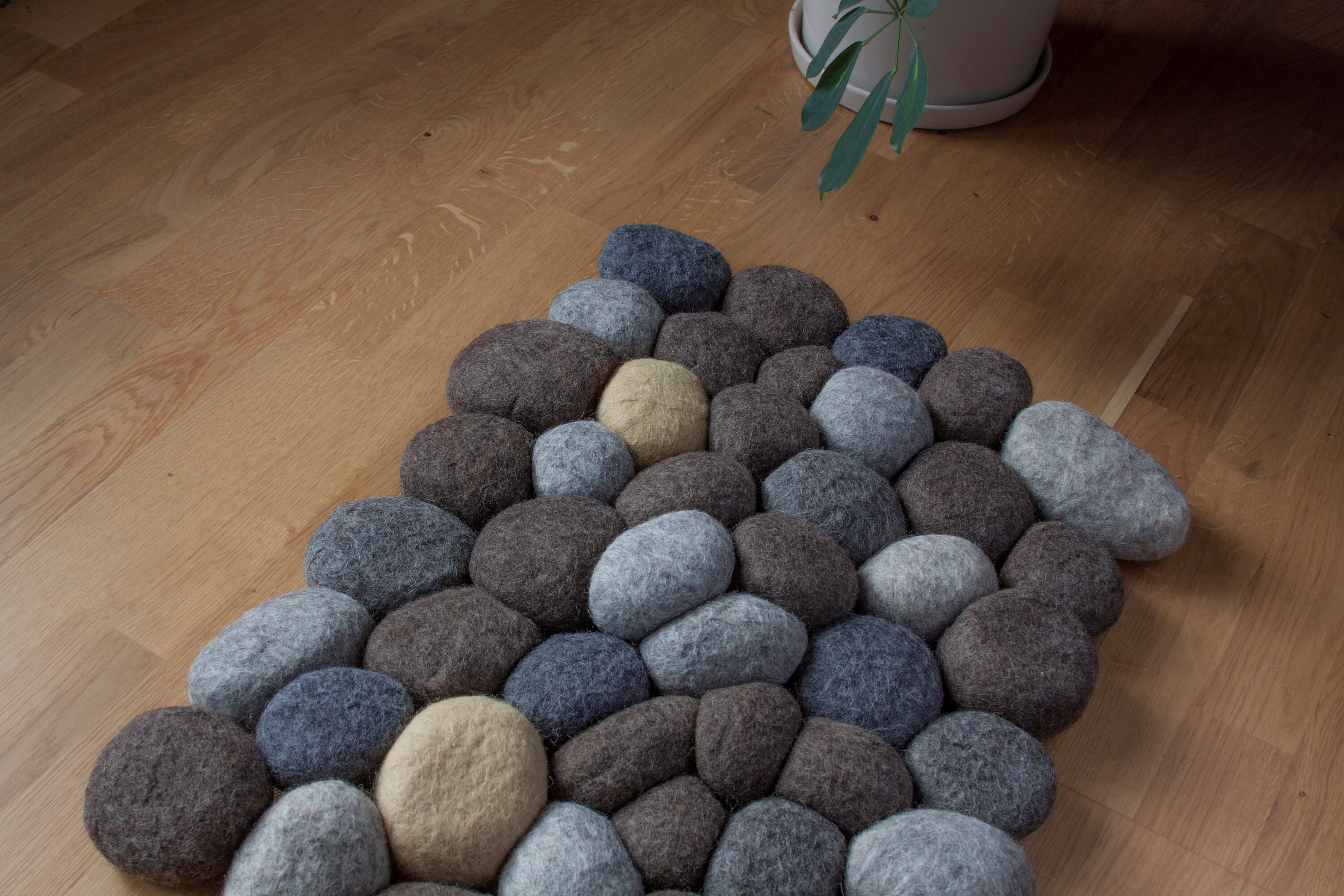 Felt Pebbles Rug Brown and Gray - Etsy