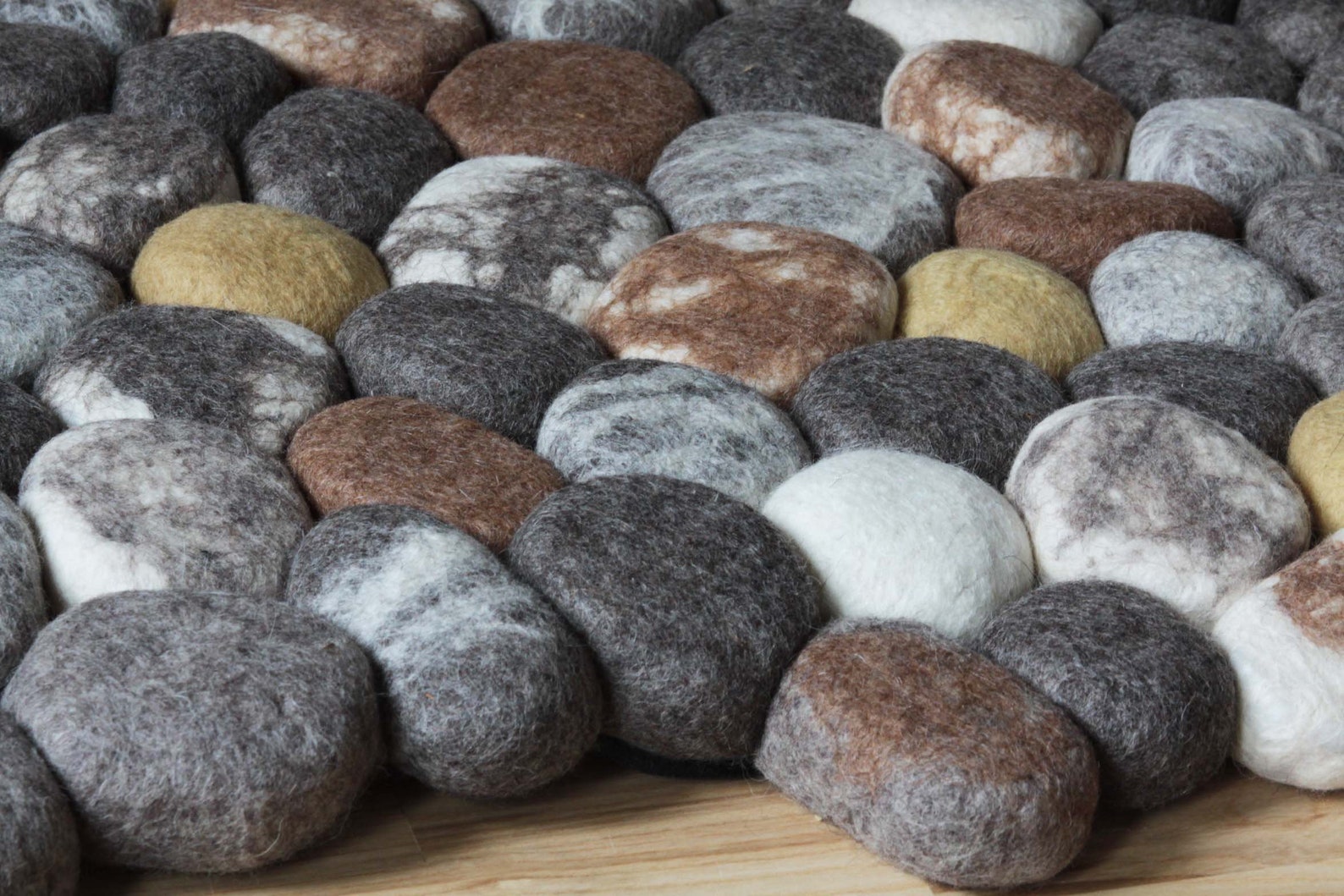 Felt Pebbles Rug Shades of Brown | Etsy