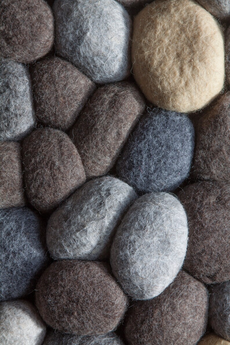 Felt Pebbles Rug Brown and Gray - Etsy