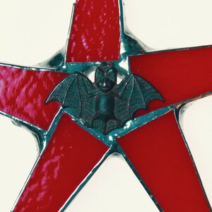 Vampire Star 5 Inch Blood Red Stained Glass Star With Patinaed Brass ...