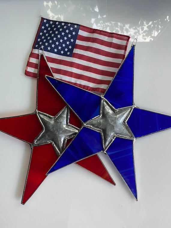 Star Salute 10 Inch Art Glass Points With Puffy Metal Star - Etsy