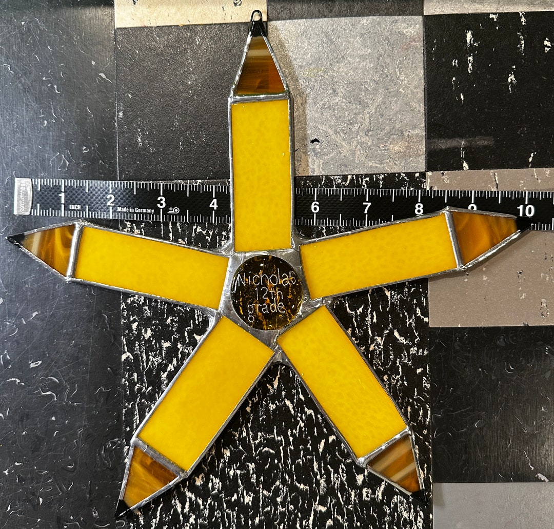 Pencil Star- 10 Inch Stained Glass Star. Engrave Name and Grade in ...