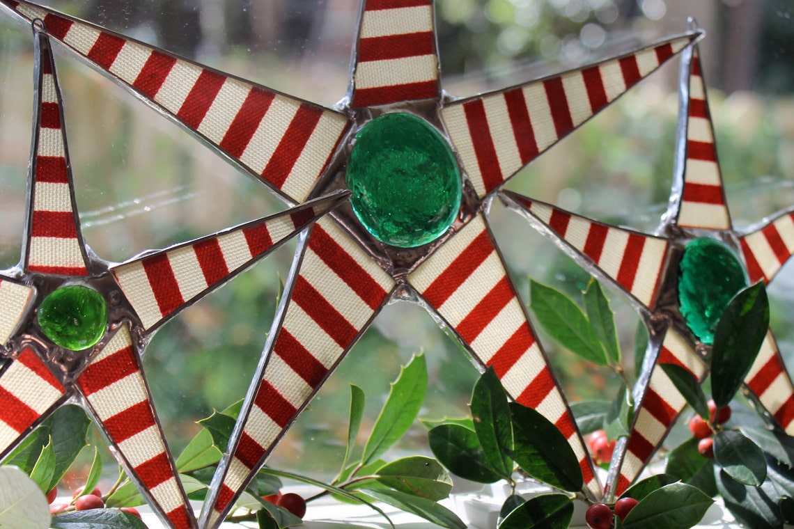 3 Christmas Peppermint Stars - Etsy
