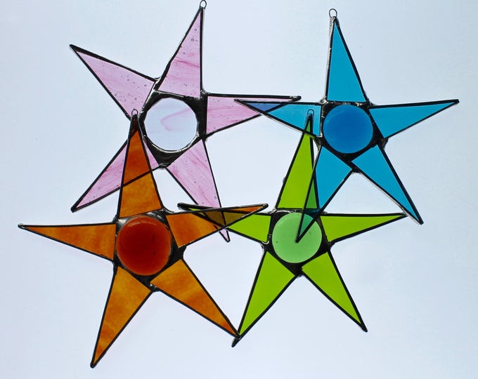 3D Handmade Stained Glass Star Suncatcher in Clear Beveled - Etsy