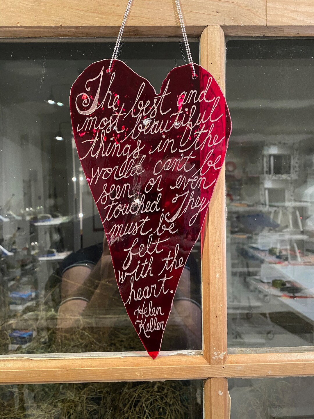 Felt With the Heart- Helen Keller Quote on Glass Heart - Etsy