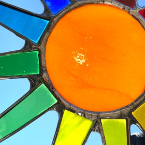 Rainbow Sun- 12 Inch Art Glass Sun With Rainbow Rays - Etsy