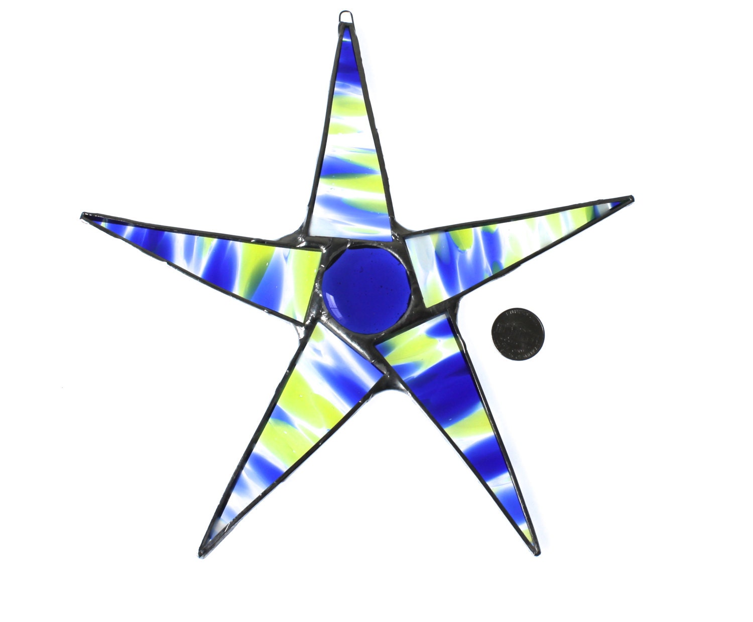 Clark Star 9 Inch Royal Blue and Yellow Stained Glass - Etsy