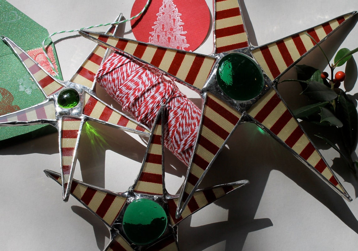 3 Christmas Peppermint Stars - Etsy