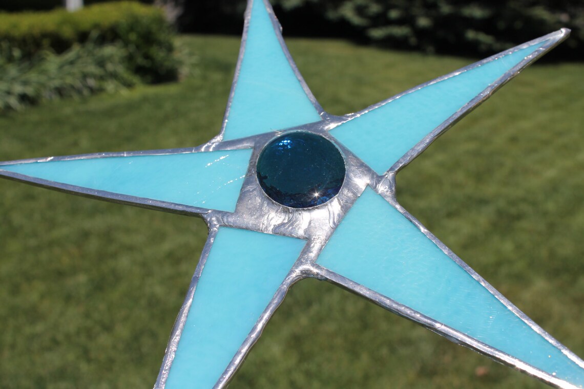 Robin Egg Blue Star- 8 Inch Stained Glass Star - Etsy