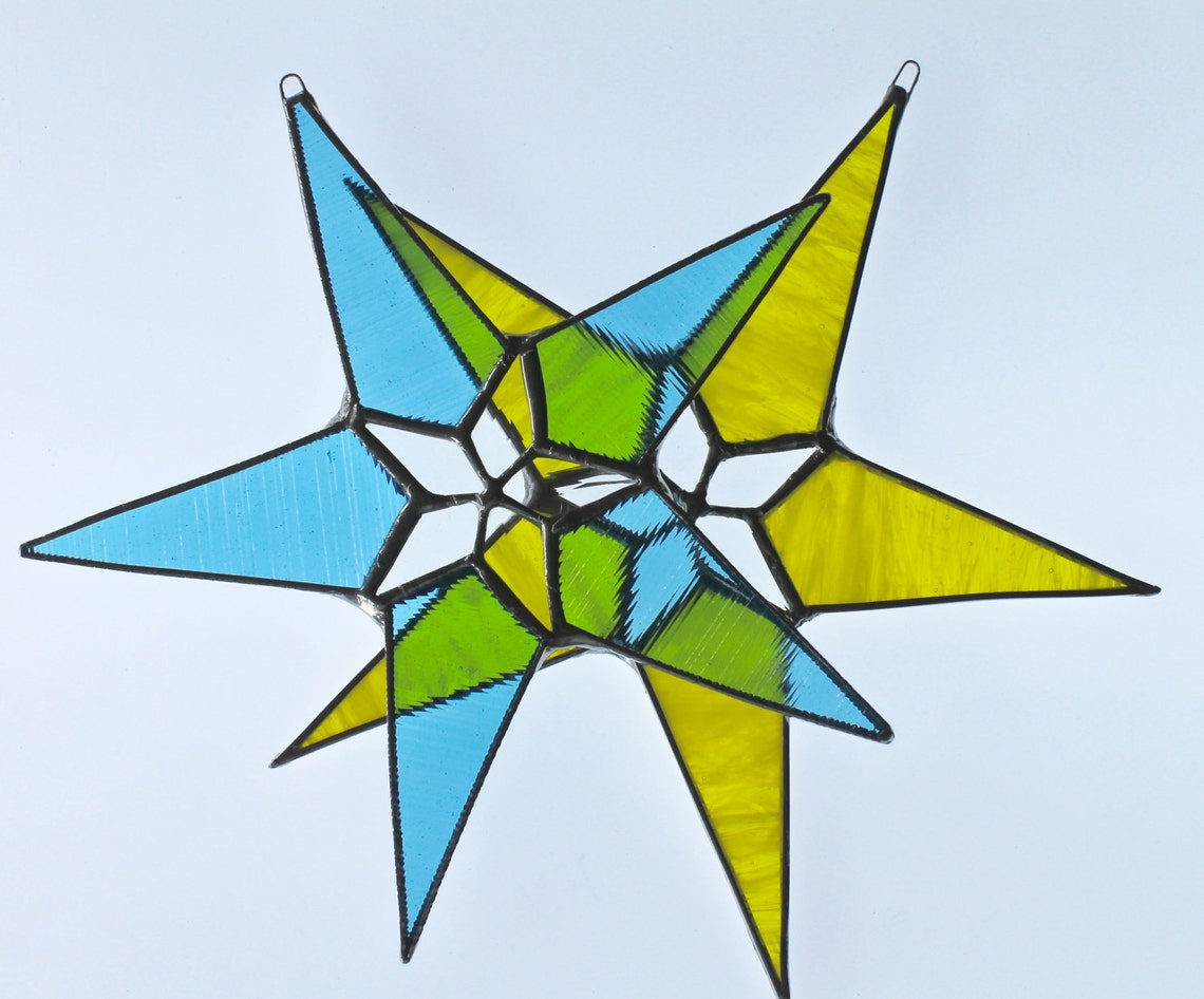 Fancy Fancy Star Star 8 Inch Stained Glass Star With Multi | Etsy