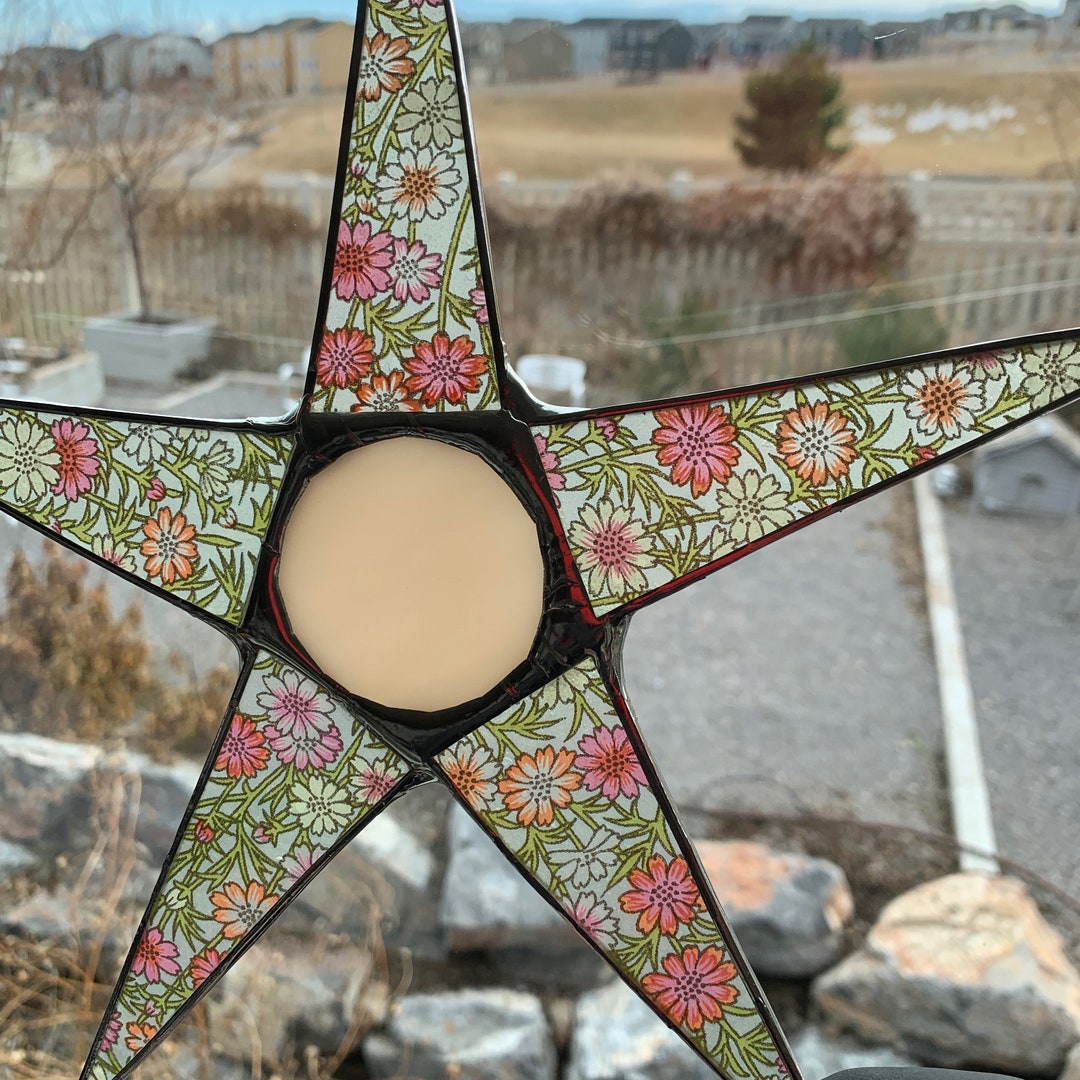 Lacquered Paper Star: Blush Pink Art Glass Center, 10 Inch - Etsy