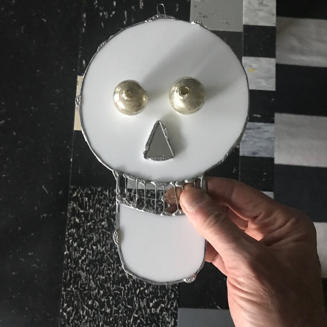 Mr Skully- 5"x8" Glass Skull With Mercury Glass Eyeballs and a Mirror ...