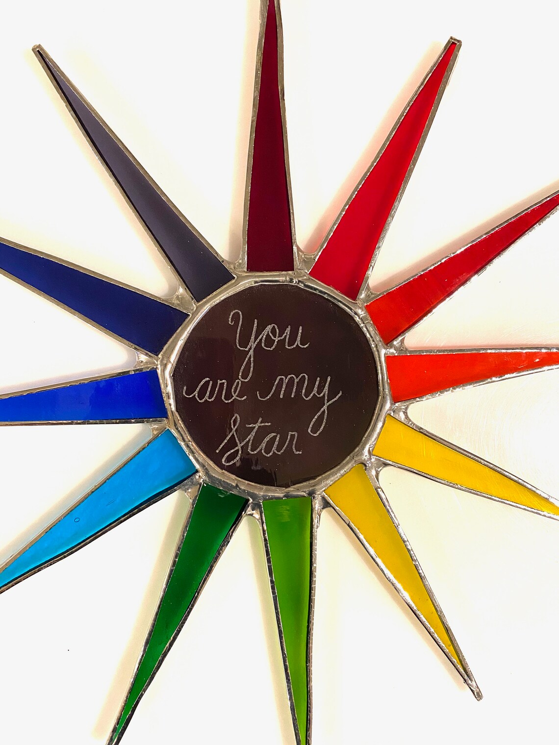 Rainbow Sun 12 Inch Art Glass Sun With Rainbow Rays - Etsy