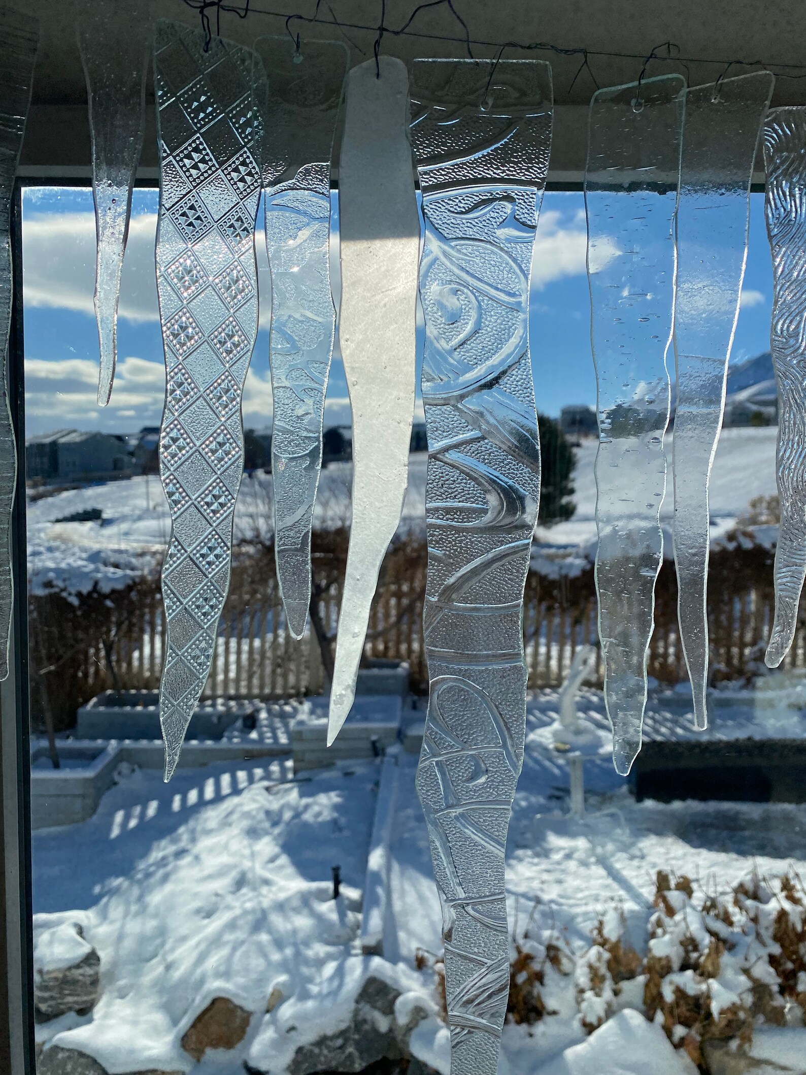 10 Glass Icicles- 8"-15" Each With a Different Patterned Glass - Etsy