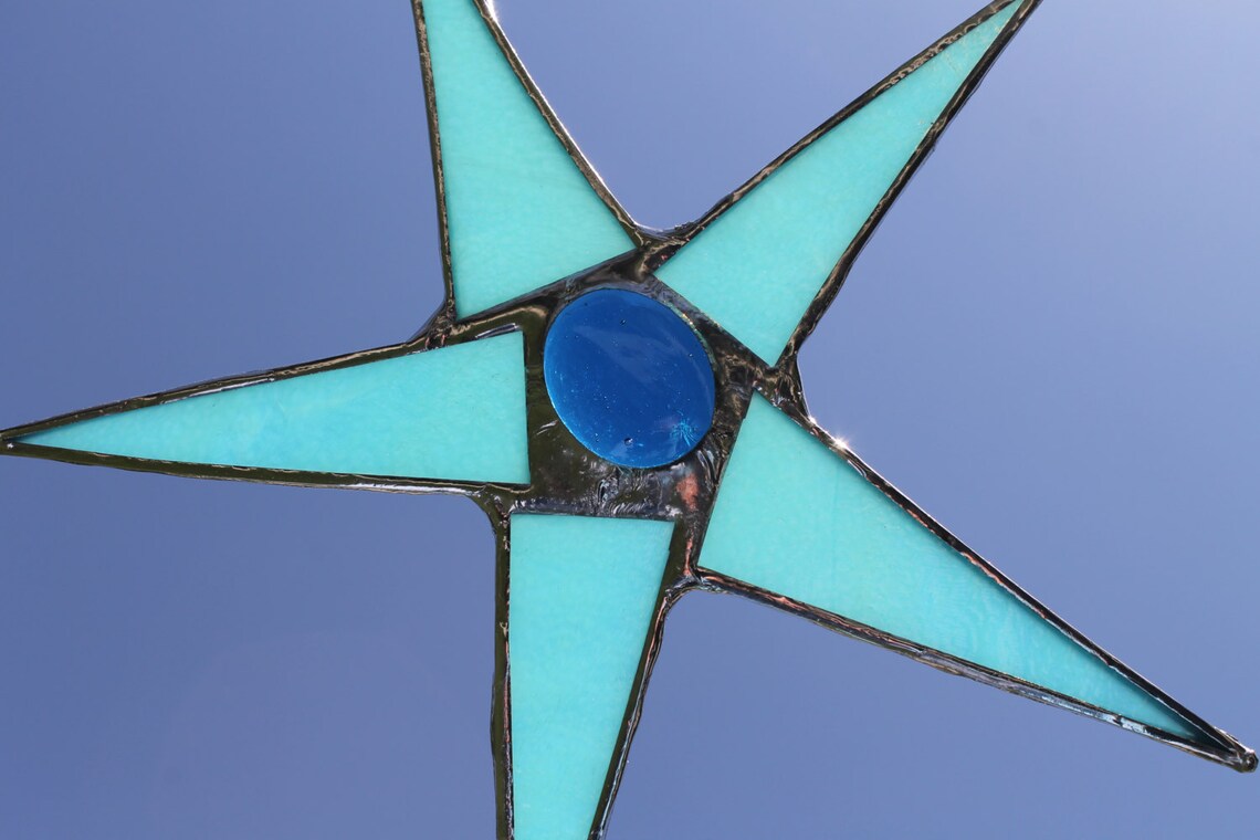 Robin Egg Blue Star- 8 Inch Stained Glass Star - Etsy