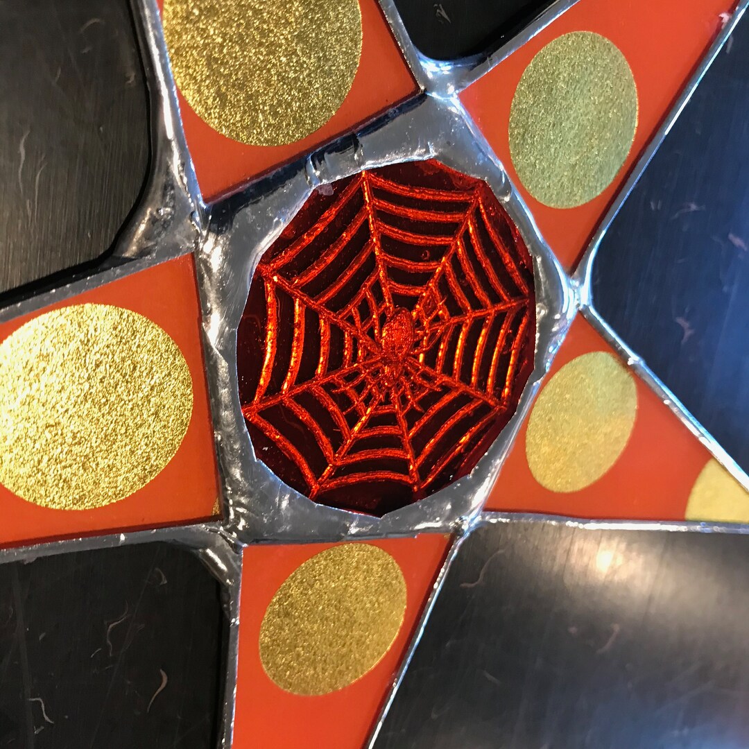 Golden Spider Web- 10 Inch Lacquered Star With German Delft Embossed ...