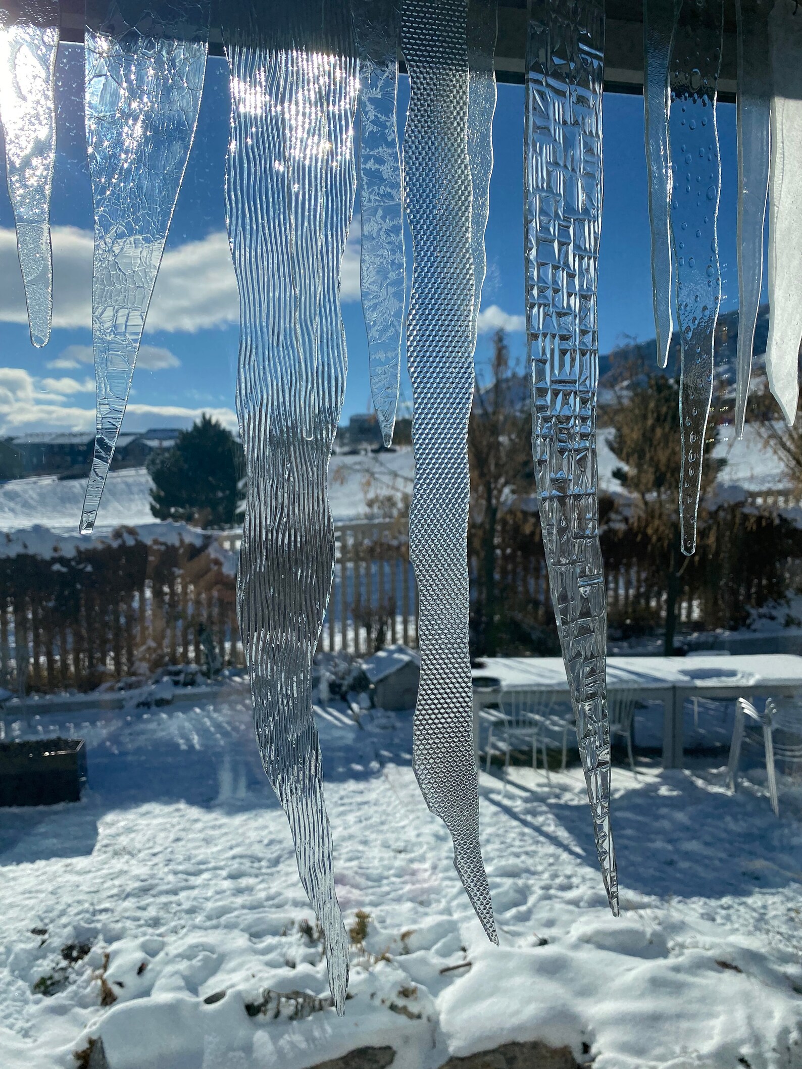 10 Glass Icicles- 8"-15" Each With a Different Patterned Glass - Etsy