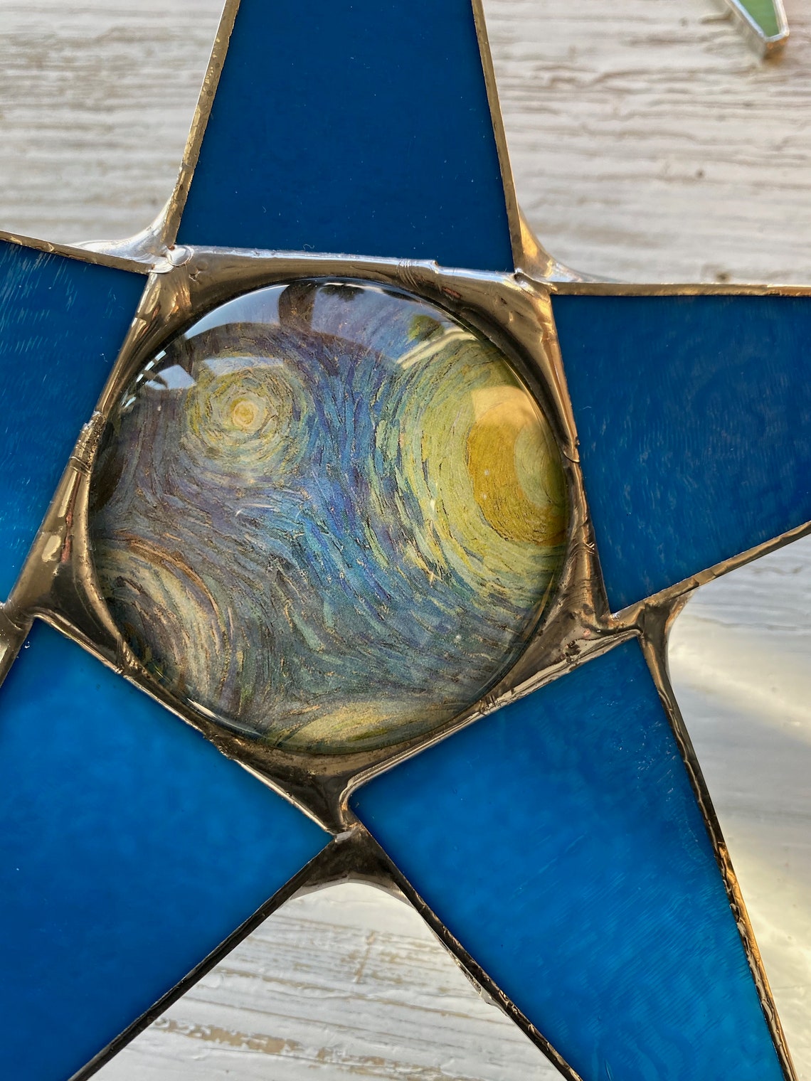 Van Gogh Art Glass Star: Stained Glass Window Decor (10 Inch) - Etsy