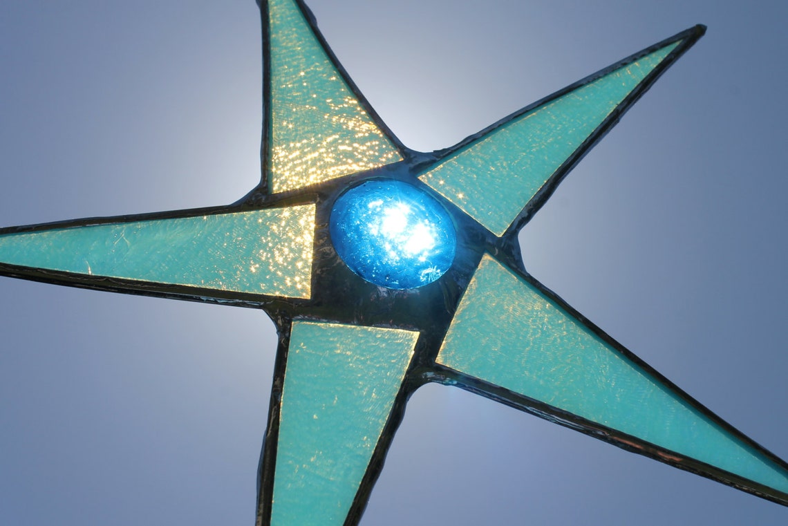 Robin Egg Blue Star- 8 Inch Stained Glass Star - Etsy