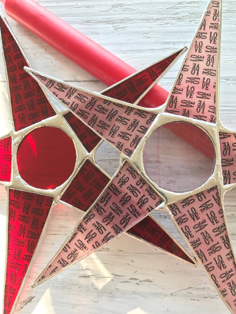 Forever Love Star Red or Pink LOVE fabric on glass | Etsy