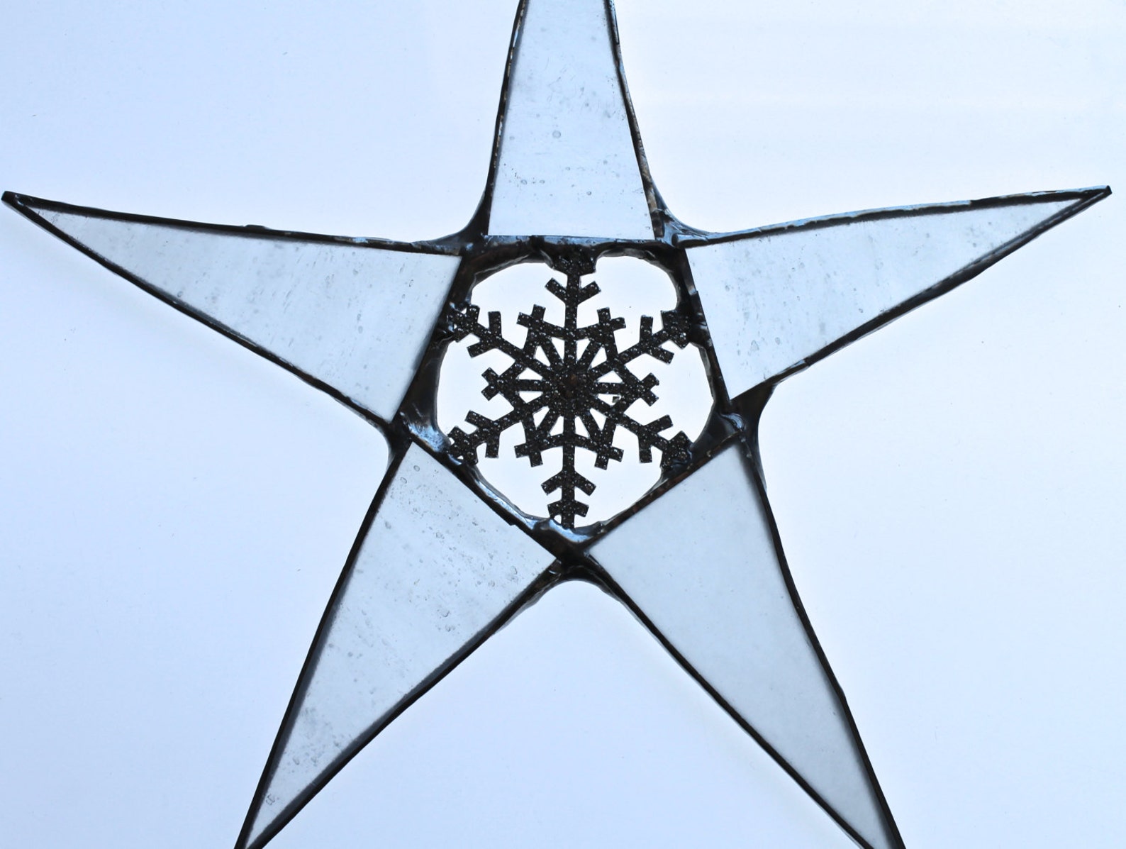 Frozen Star- Rhinestone Snowflake Center With Frosty Glass Points 9.5 ...