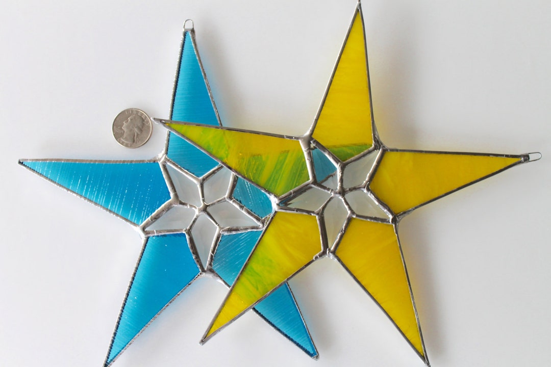 Fancy Fancy Star Star- 8 Inch Stained Glass Star With Multi Clear ...