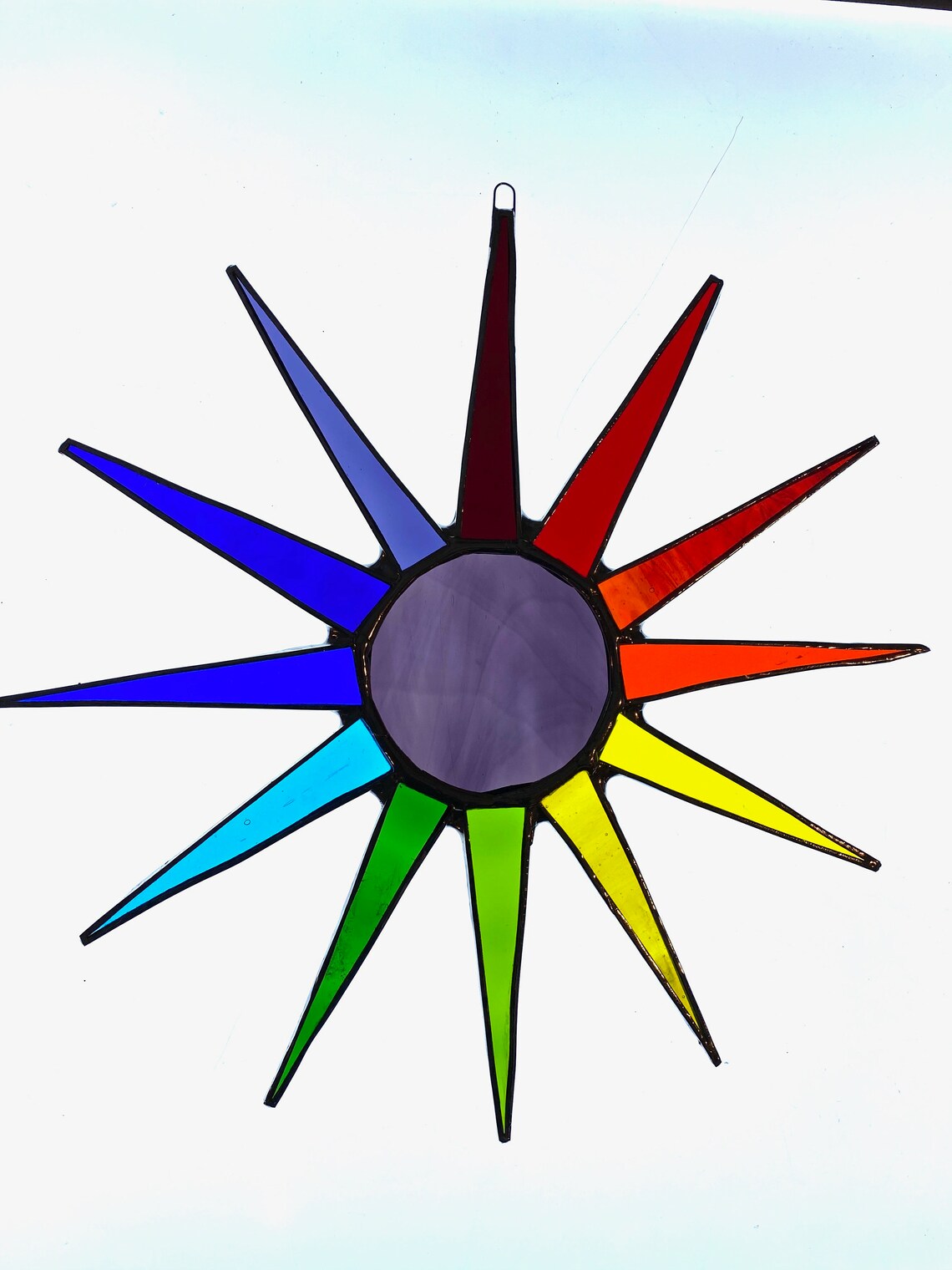 Rainbow Sun 12 Inch Art Glass Sun With Rainbow Rays - Etsy