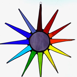 Rainbow Sun- 12 Inch Art Glass Sun With Rainbow Rays - Etsy