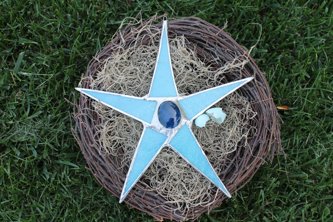 Robin Egg Blue Star- 8 Inch Stained Glass Star - Etsy