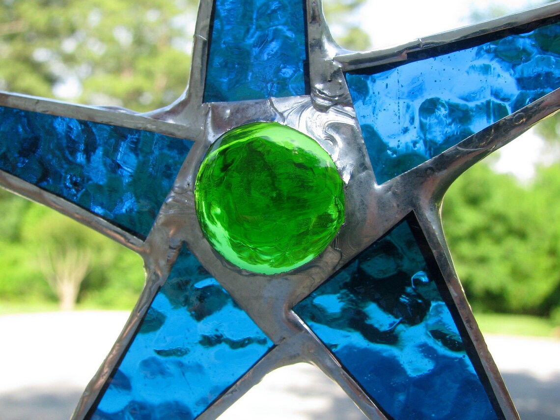 Swimming Pool Stained Glass Star 6 Inches Aquamarine - Etsy