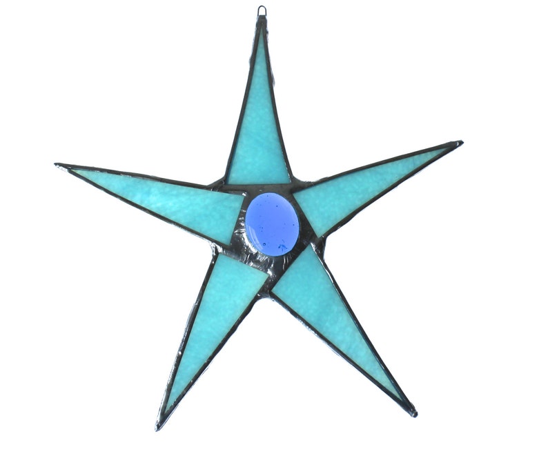Robin Egg Blue Star- 8 Inch Stained Glass Star - Etsy