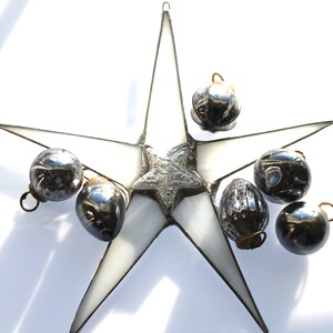 Silver Glimmer Star- Frosty White Stained Glass With Glitter Star ...