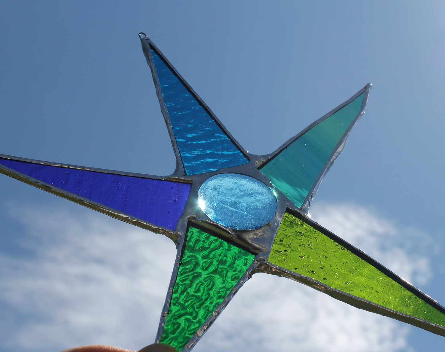 Peacock Star 8 Inch Stained Glass Star in Lime Green Aqua - Etsy