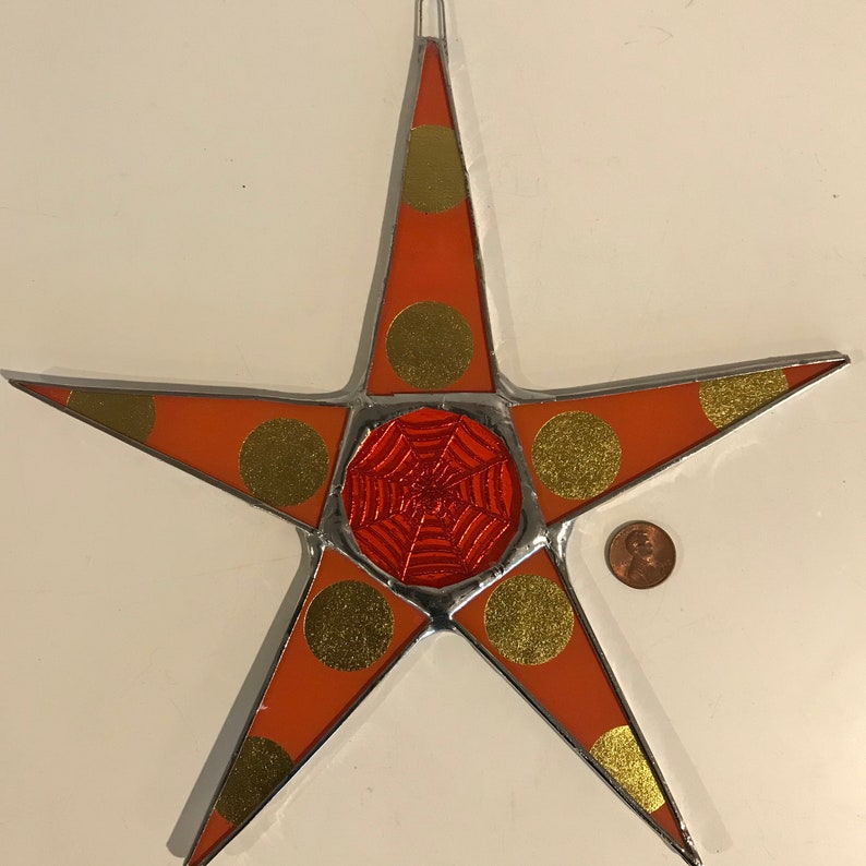 Golden Spider Web 10 Inch Lacquered Star With German Delft | Etsy