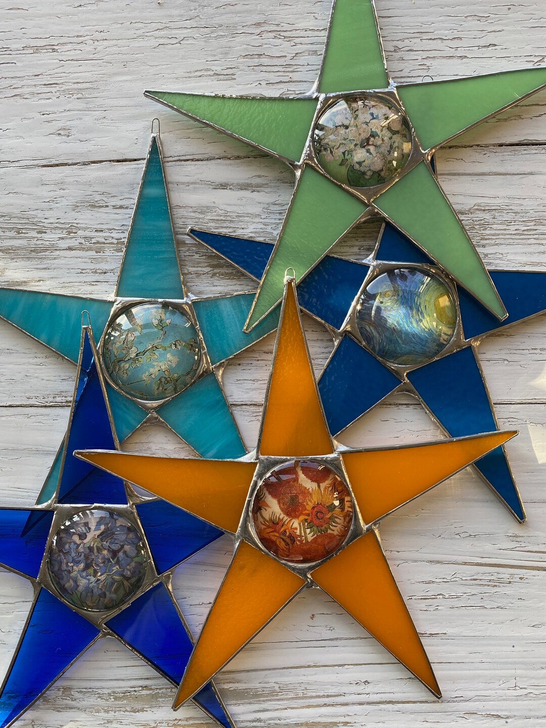 Van Gogh Art Glass Star: Stained Glass Window Decor (10 Inch) - Etsy