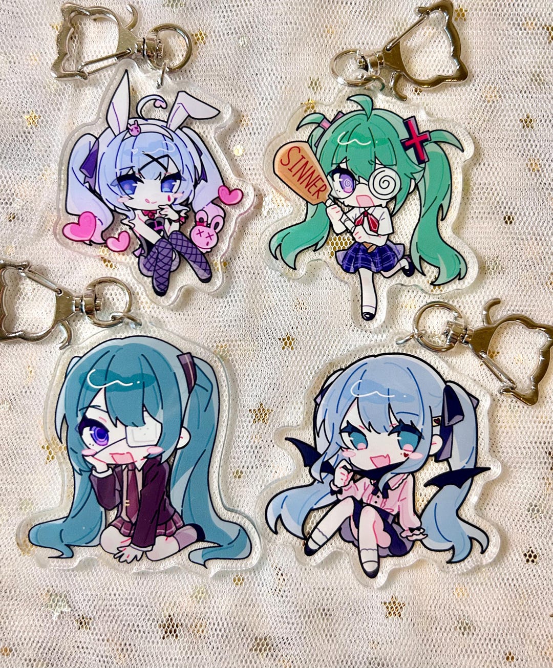 Vol.2 Vocaloid Miku Chibby Keychains丨vampire Miku丨rotten Girl Miku丨 ...