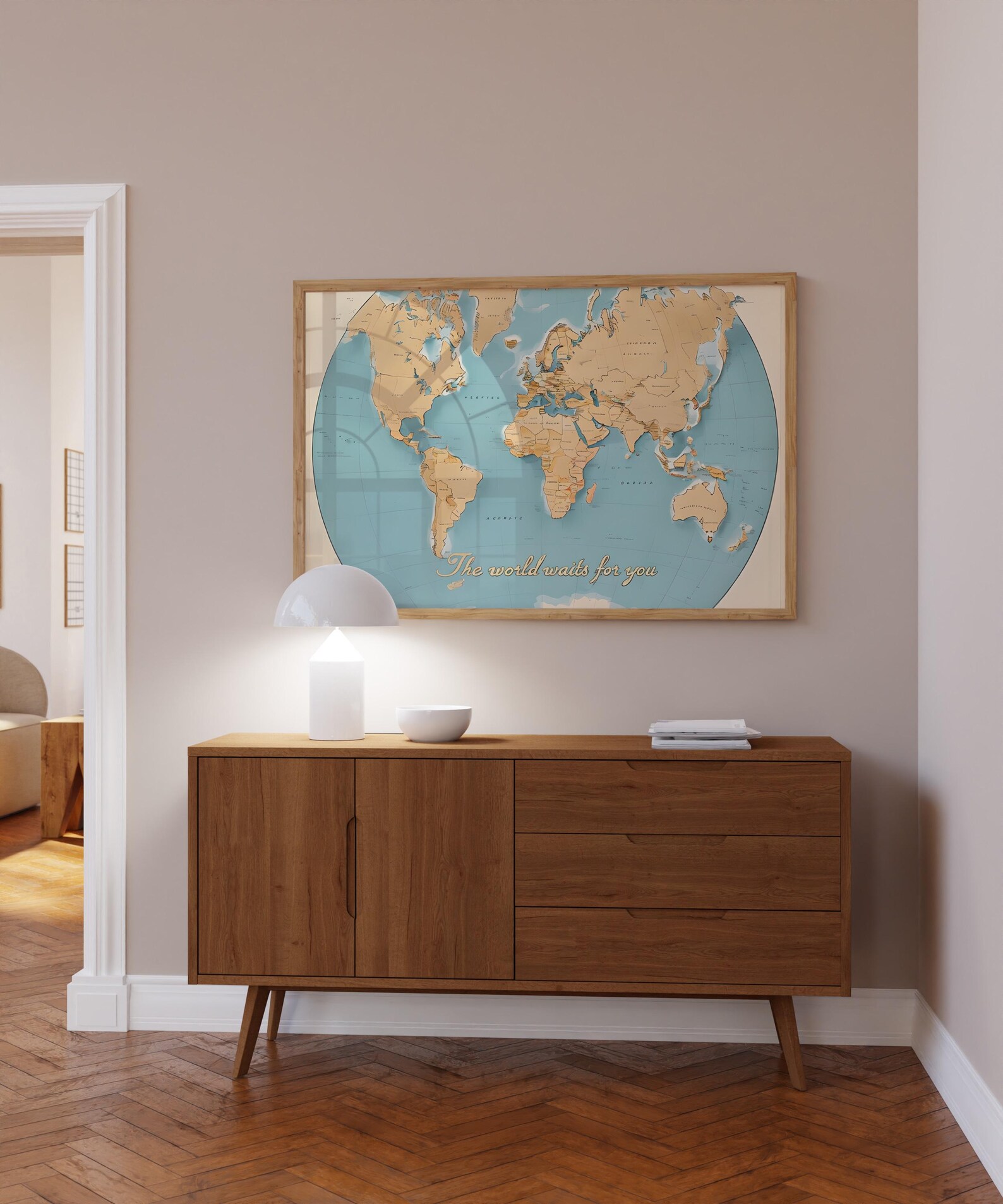 Vintage World Map Digital Download- Mid-century Travel Wall Art | “the ...