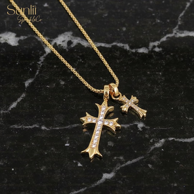 Double Cross Necklace - Etsy
