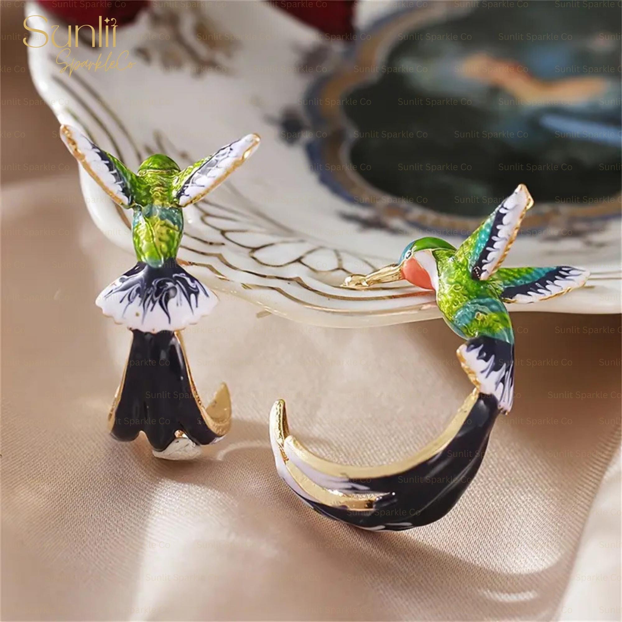 Hummingbirds Stud Earrings, Nature-inspired Bird Jewelry, Unique Bird ...