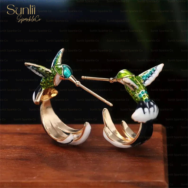 Hummingbirds Stud Earrings, Nature-inspired Bird Jewelry, Unique Bird ...