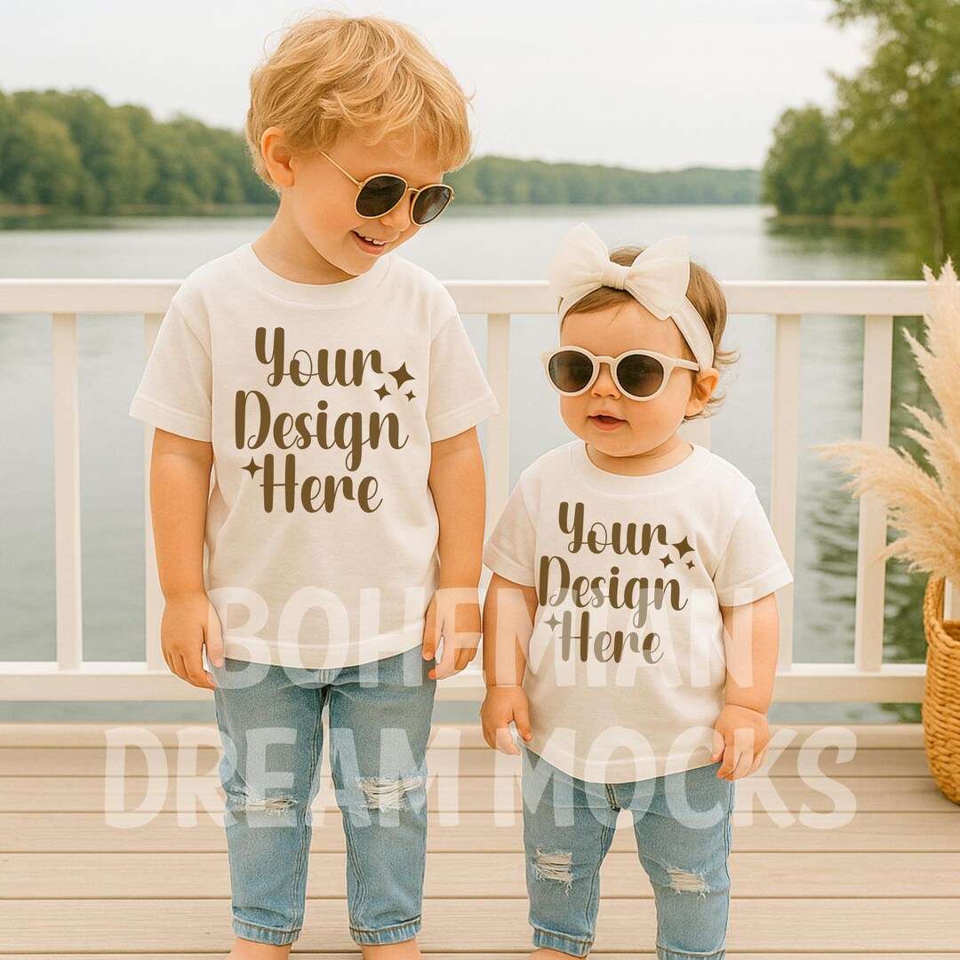 Brother and Sister Shirt Mockup | Sibling Outdoor Boho Lifestyle Mockup ...