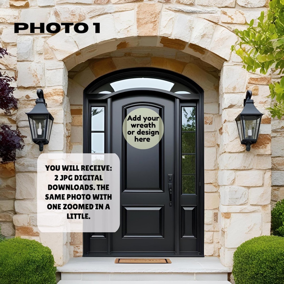 Black Door Mockup - Front Door Mockup - Wreath Mock up - Upscale Front ...