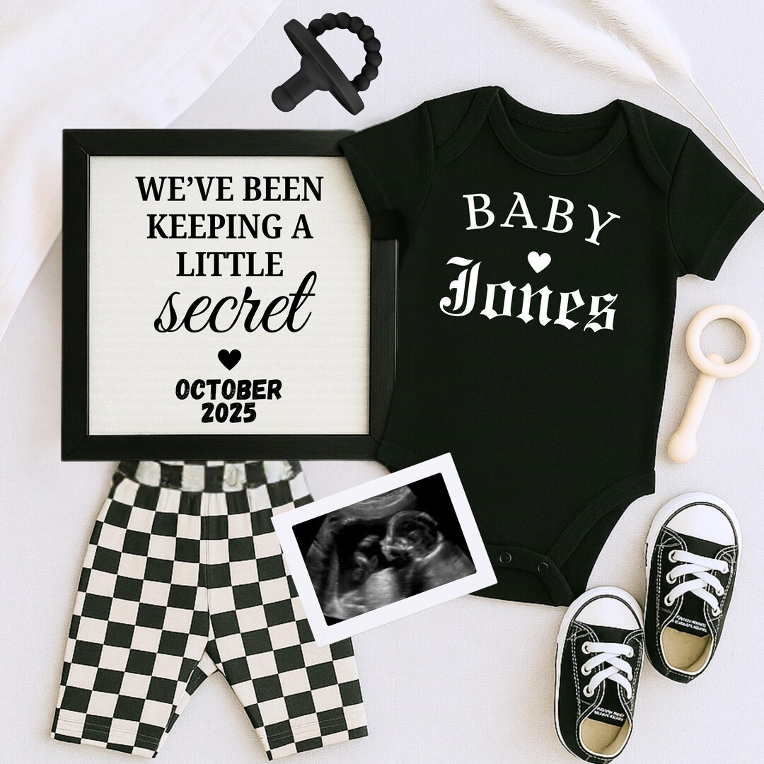 Black Baby Announcement Template | Canva Editable Emo Baby Reveal ...
