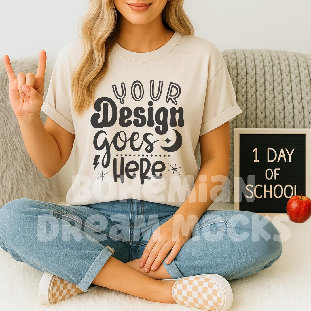 Back to School Teacher Shirt Mockup | Comfort Colors C1717 Ivory Mockup ...