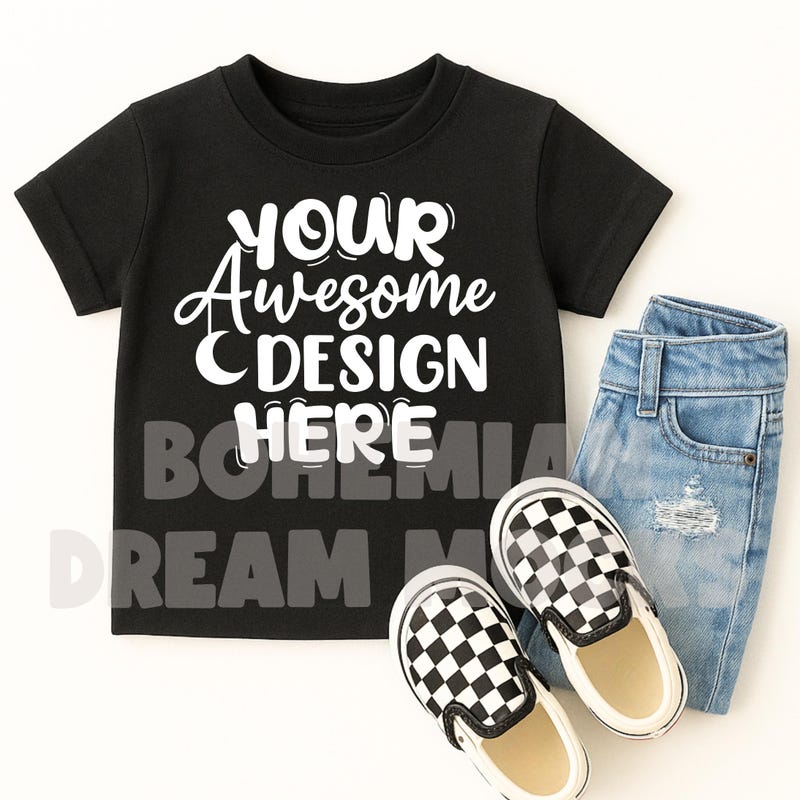 Kids Mock up Black Tee - Etsy
