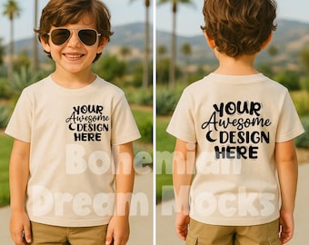 Kids Front and Back White Shirt Mockup | Kids Bella Canvas 3001Y Mockup ...