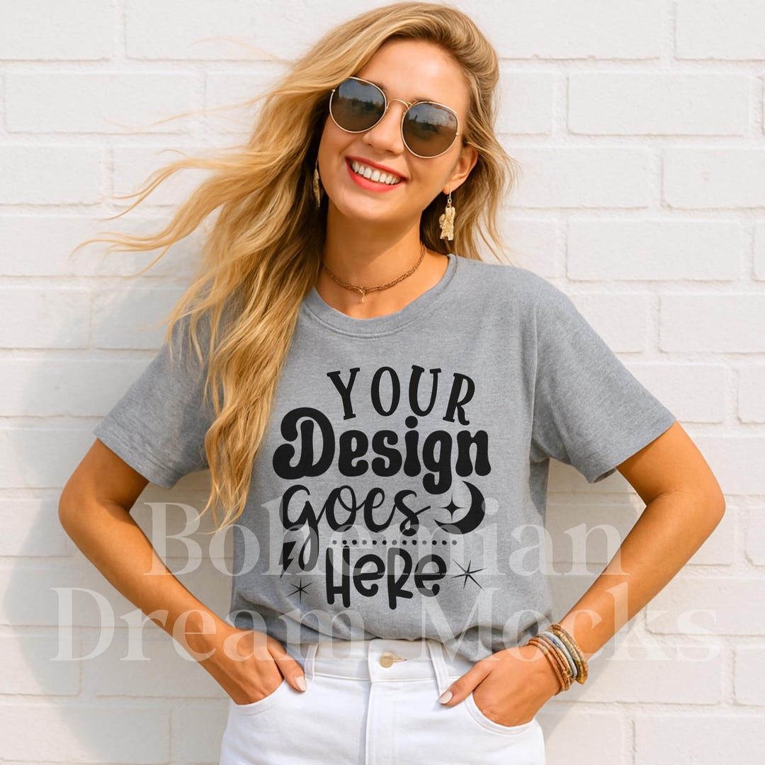 Gildan Softstyle Sport Gray Mockup | 64000 Sport Gray Mock-up | Summer ...