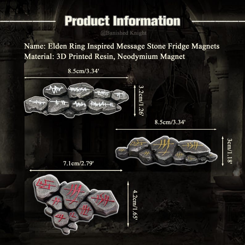 Message Sign Stone Elden Inspired- Hand Painted 3D Fridge Magnet- Elden ...