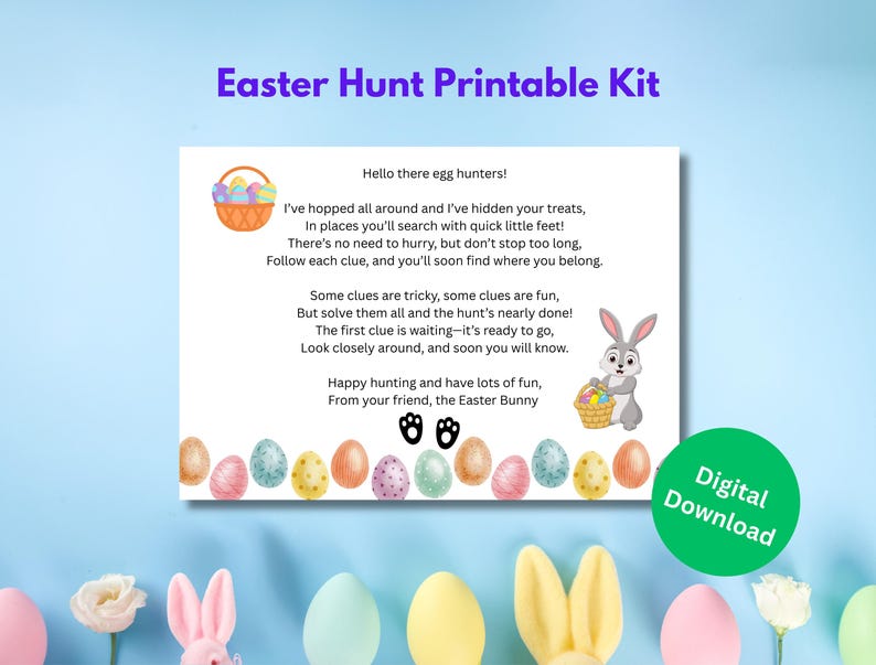 Easter Egg Hunt Clues | Printable Scavenger Game | Easter Bunny Letter ...