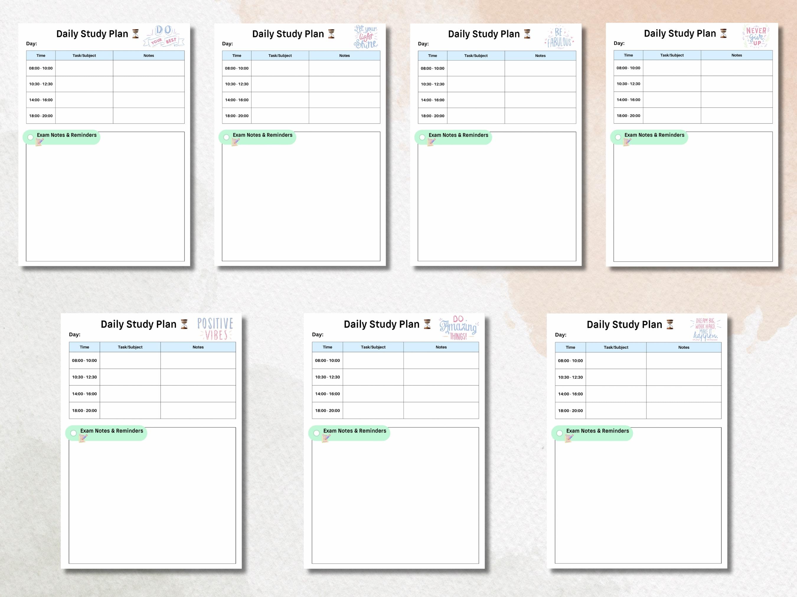 Exam Planner - GCSE or A Level Tracker - With Daily Study Planners - Etsy